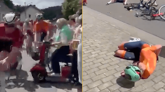 Horrific moment pensioner in mobility scooter causes spectacular crash ...