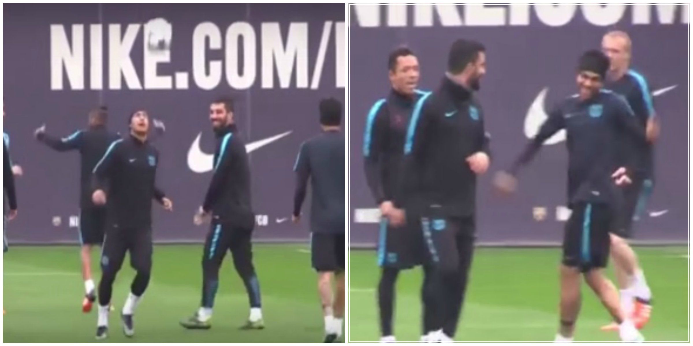 Neymar shows off this brilliant new trick in Barcelona training...and ...