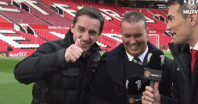 Gary Neville gatecrashes MUTV with confident derby prediction (Video ...