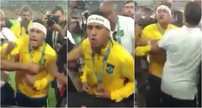 Watch a very angry Neymar confront a fan after winning Olympic gold for ...