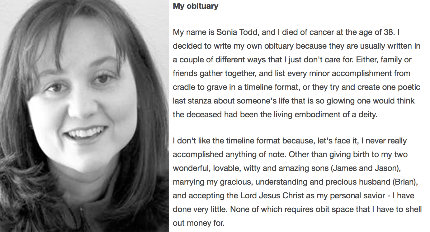 This woman wrote her own obituary and it is incredibly touching - JOE.co.uk