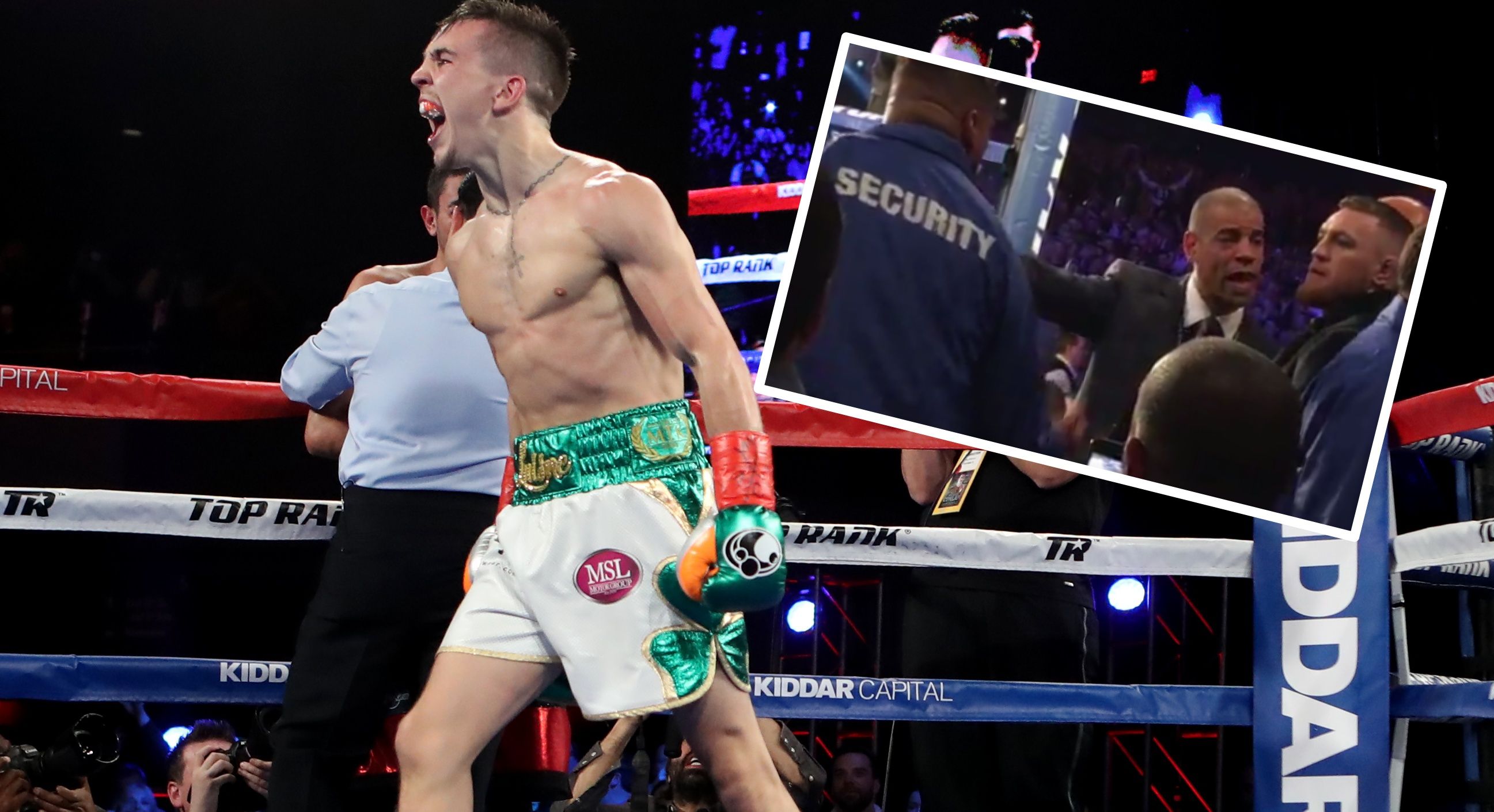 WATCH: Shadow-boxing Conor McGregor led away from Michael Conlan's ...