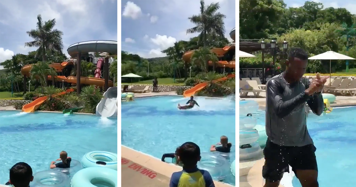 Dude pulls off the most unbelievable water slide trick you've ever seen ...