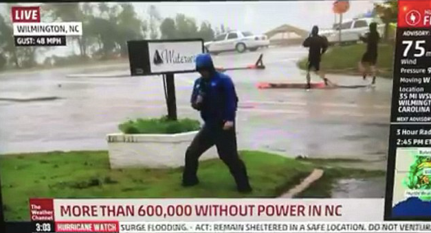 Weatherman called out for being 'dramatic' when men casually stroll ...