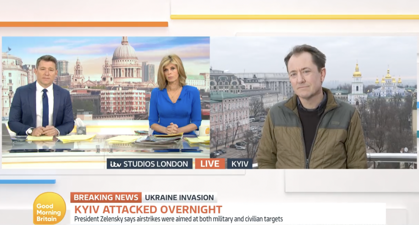 ITV viewers fear for reporter as he rushes for safety during live Kyiv ...
