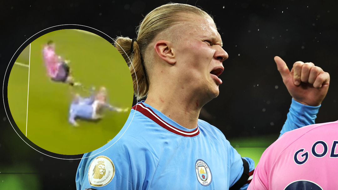 Jordan Pickford livid after reckless Erling Haaland tackle