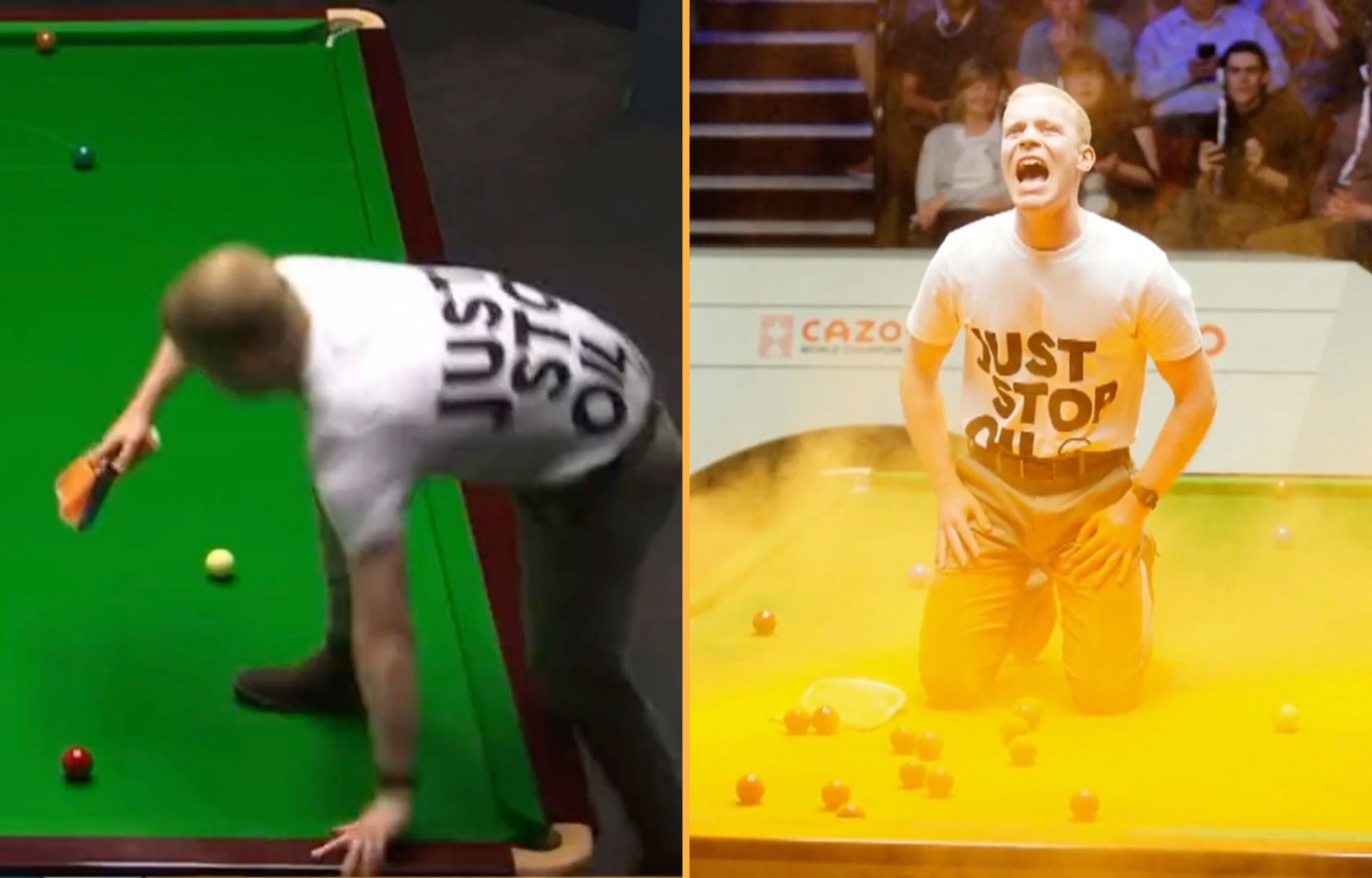 Just Stop Oil protesters disrupt World Snooker Championship - JOE.co.uk