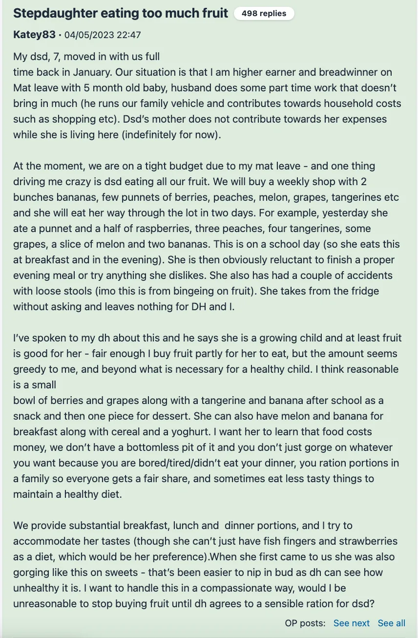 My Stepdaughter Eats Too Much Fruit Its Too Expensive And I Want