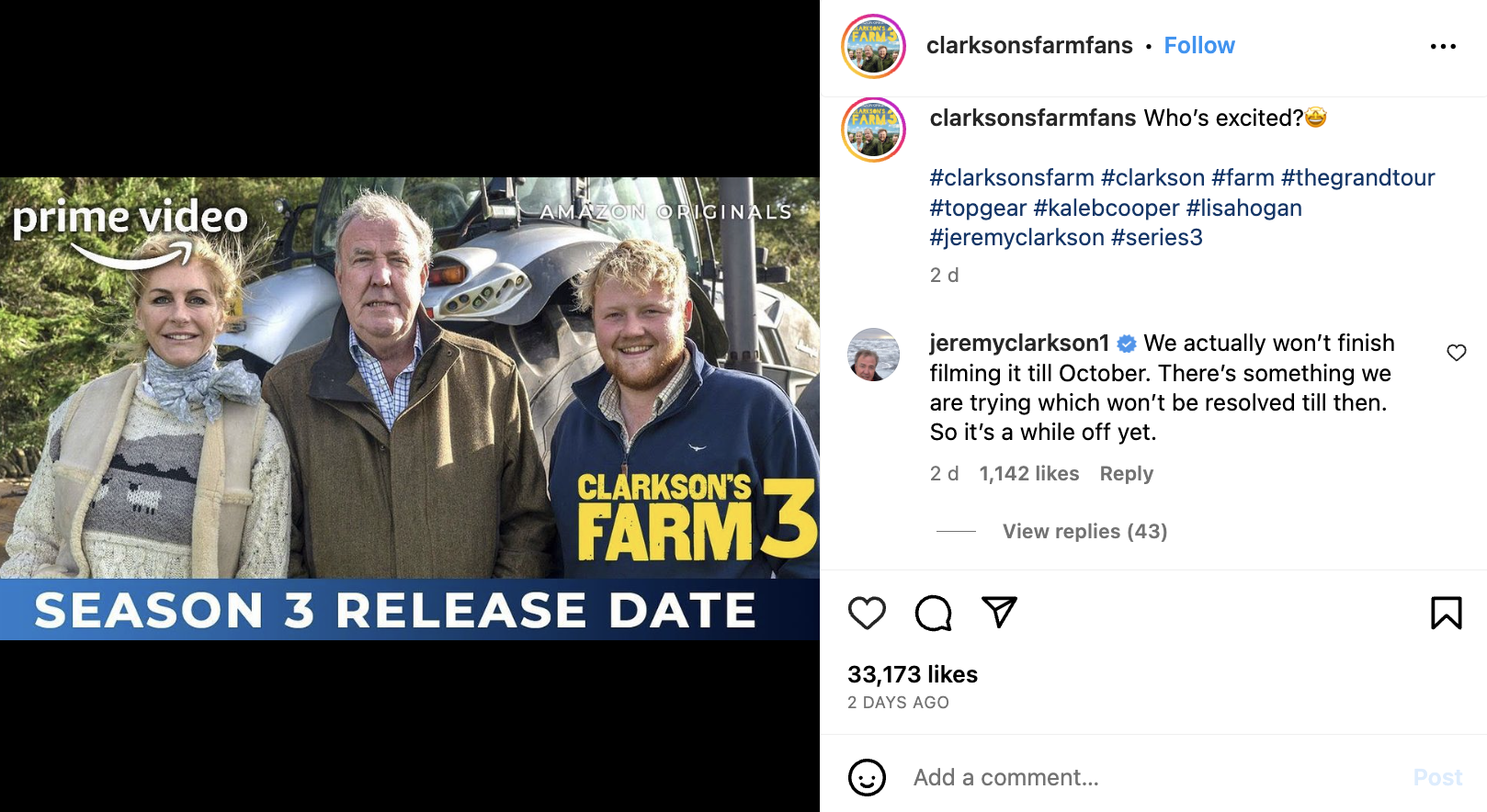 Jeremy Clarkson gives update on Clarkson's Farm return - JOE.co.uk