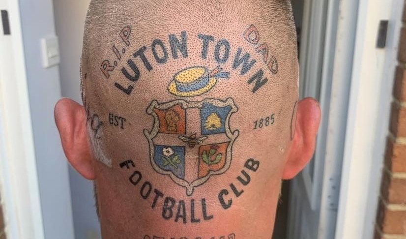 Luton Town fan celebrated Premier League promotion with head tattoo after promise to late dad