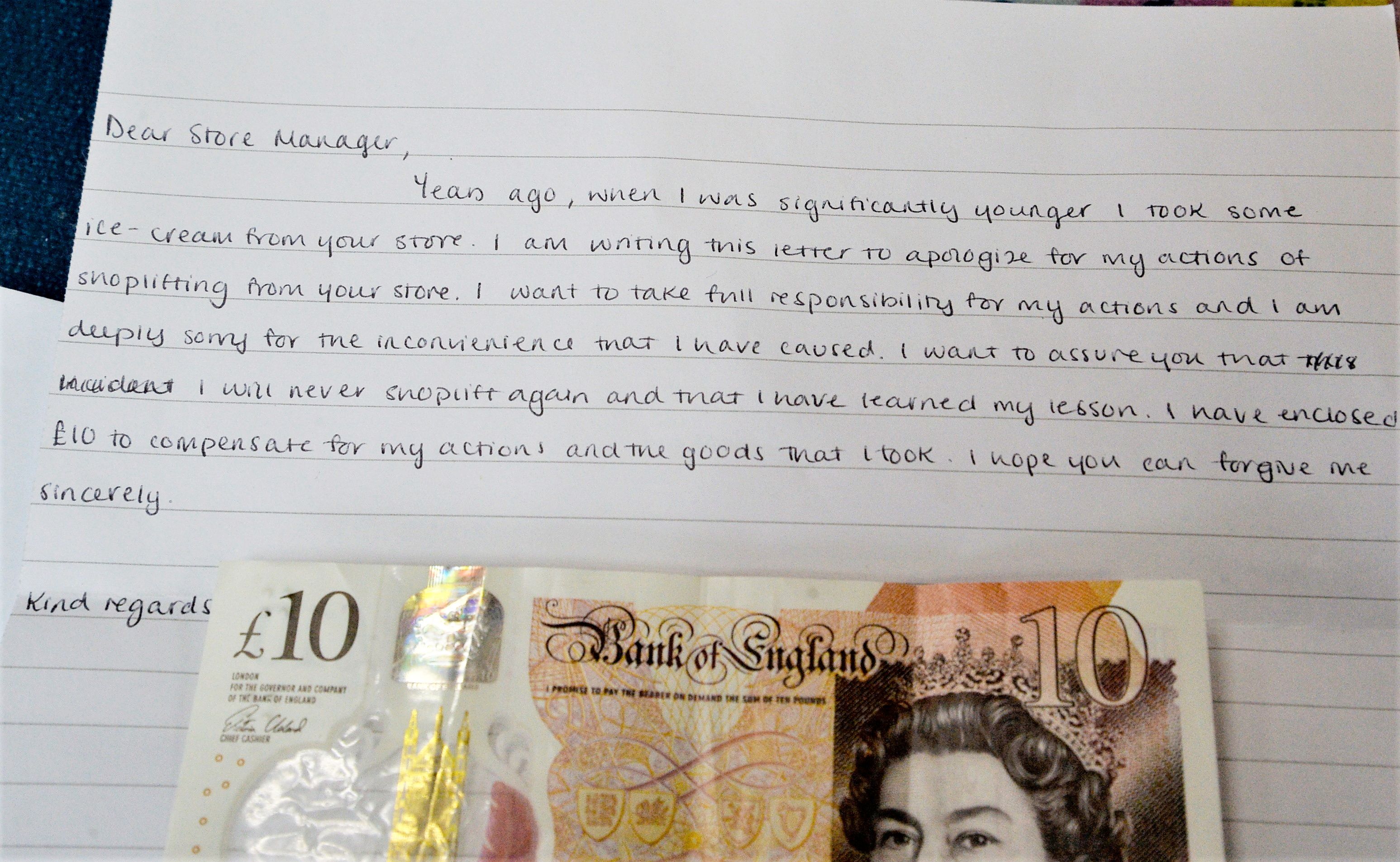 Shoplifter leaves £10 note and a 'sorry' letter for newsagent - JOE.co.uk