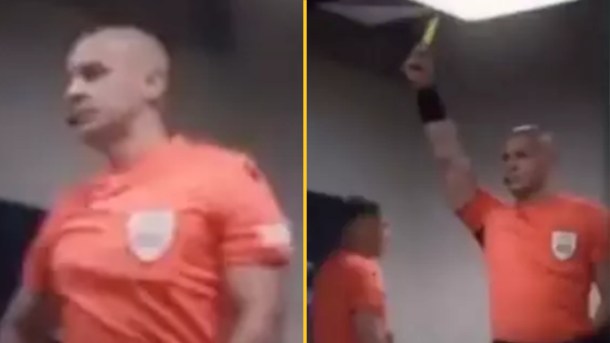 Champions League final referee caught practising giving a yellow card ...