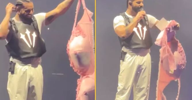 Drake has the largest bra ever seen thrown on stage at him - JOE.co.uk
