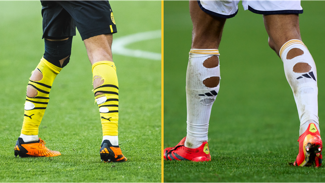 The reason footballers cut holes in their socks before matches - JOE.co.uk