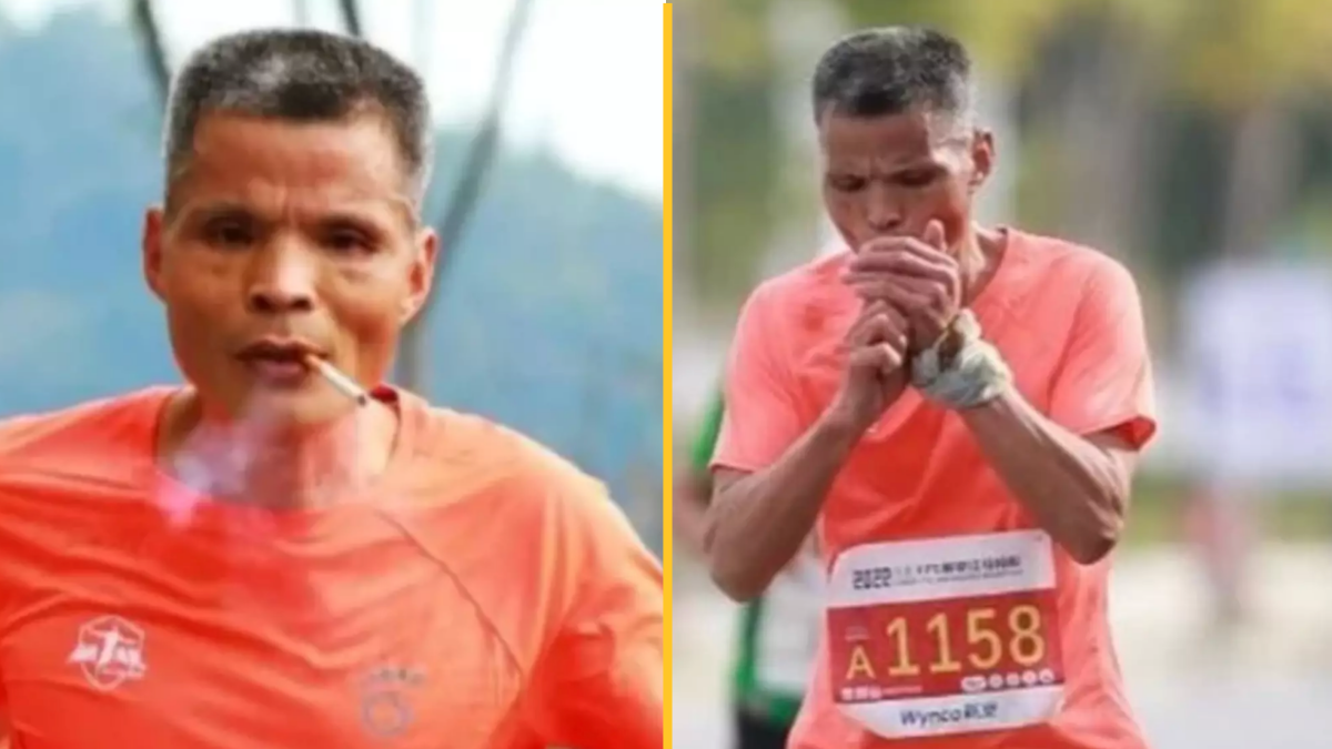 Chinese man 'runs entire marathon in just three and a half hours whilst ...