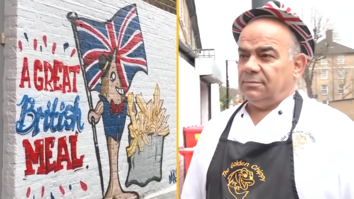 London chip shop owner vows to keep Union Jack mural