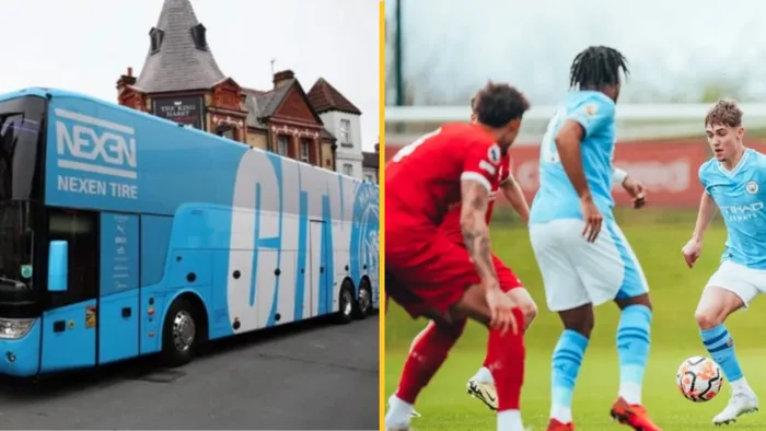 Man City U23's turn up to Liverpool on first team bus with all five ...
