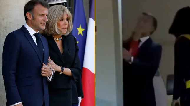 Moment Emmanuel Macron is 'slapped in face' by wife upon touching down ...